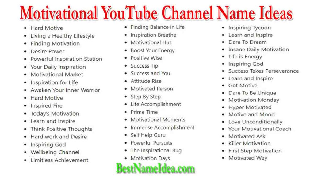 200 Best Motivational Youtube Channel Name Ideas 2023 200 Best Motivational Youtube Channel Name Ideas 2023